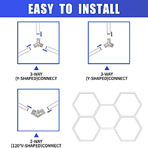Powfloven Hexagon LED Garage Lights, 168W 21840LM Honeycomb Ceiling Light, 25 Pack Car Detailing Shop Lighting for Garage Gym Home Wall Warehouse Workshop Basement Wash Room Super Market Office etc.