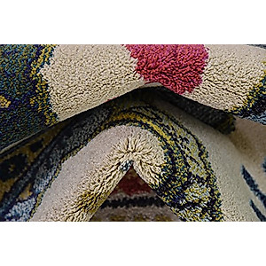 Unique Loom Estrella Collection Colorful, Paisley, Floral, Abstract, Modern Area Rug, 5 x 8 ft, Beige/Pink