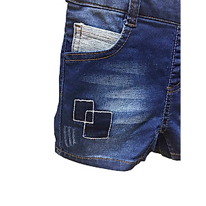 KIDSCOOL SPACE Baby & Little Girls/Boys Summer Shorts,Adjustable Jean Shortall Overalls,Blue,3-4 Years