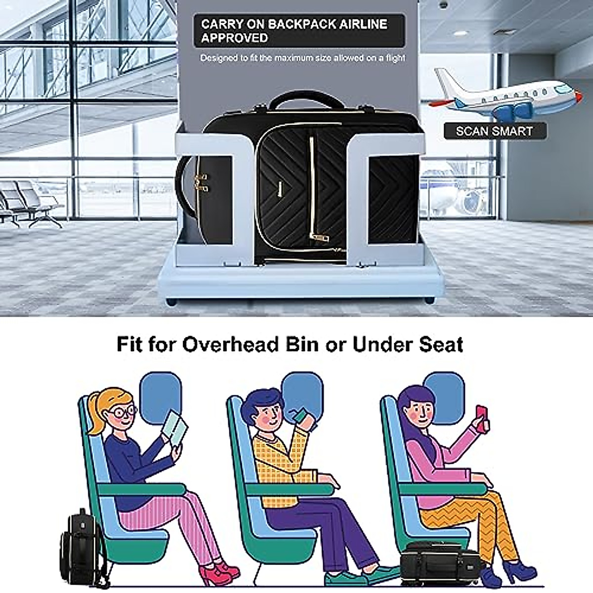 MOMUVO Large Travel Backpack for Women Airline Approved, 30L Carry on Backpack Flight Approved, 17 Inch Laptop Backpack Waterproof Luggage Backpack for Weekender Overnight Business