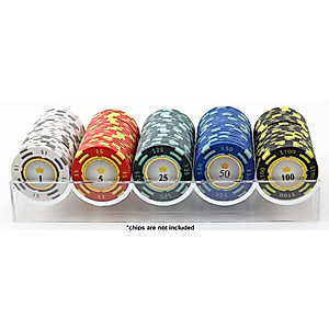 Versa Games 10 Clear Acrylic Poker Chip Trays with Cover - Casino Grade - 30% Thicker Than Standard Chip Trays - For Standard Size Poker Chips & Clay Poker Chips - 10 Chip Racks - Each Holds 100 Chips