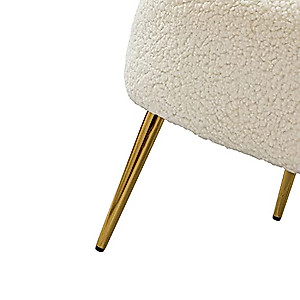 HULALA HOME Modern Loveseat Sofa with Gold Legs, Small Armless 2-Seater Sofa with Flower Shaped Back, Comfy Upholstered Love Seats Couch for Bedroom, Living Room, Office, Apartment, Small Space/Ivory