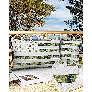 Funnywall88 Waterproof Throw Pillow Covers Set of 2 Camo Couch Pillow Cases Outdoor Sofa Cushion Cover Home Decor for Bed Living Room, 20" x 12"
