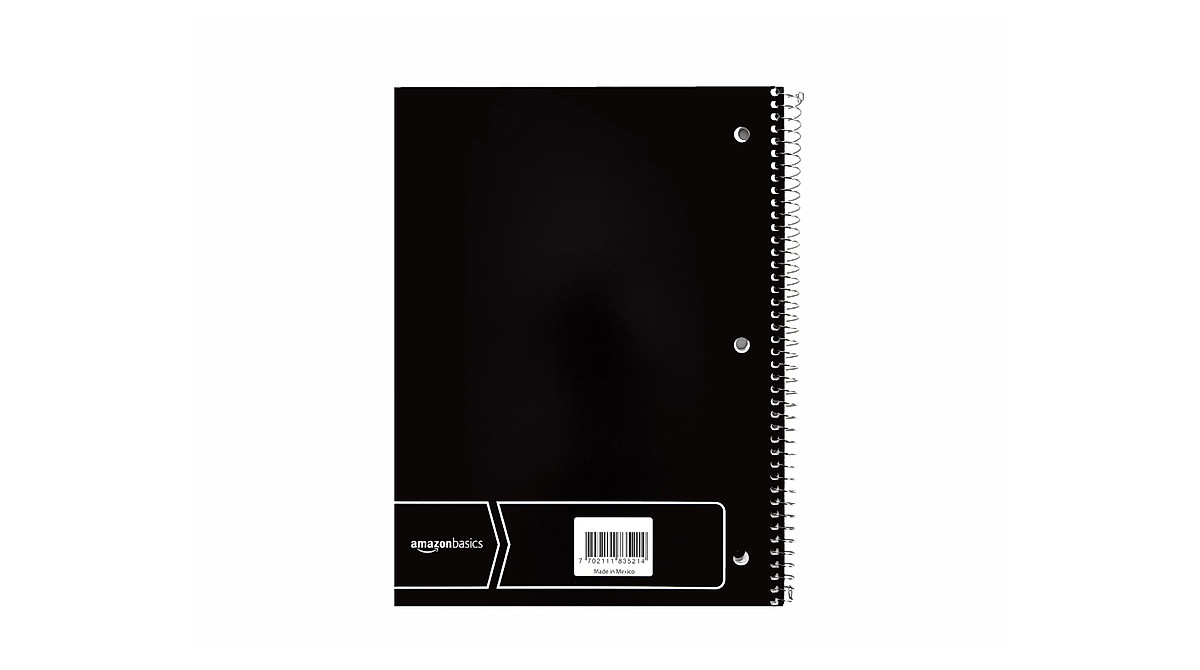 Amazon Basics Wide Ruled Spiral Notebook, 100 Sheets, 5-Pack