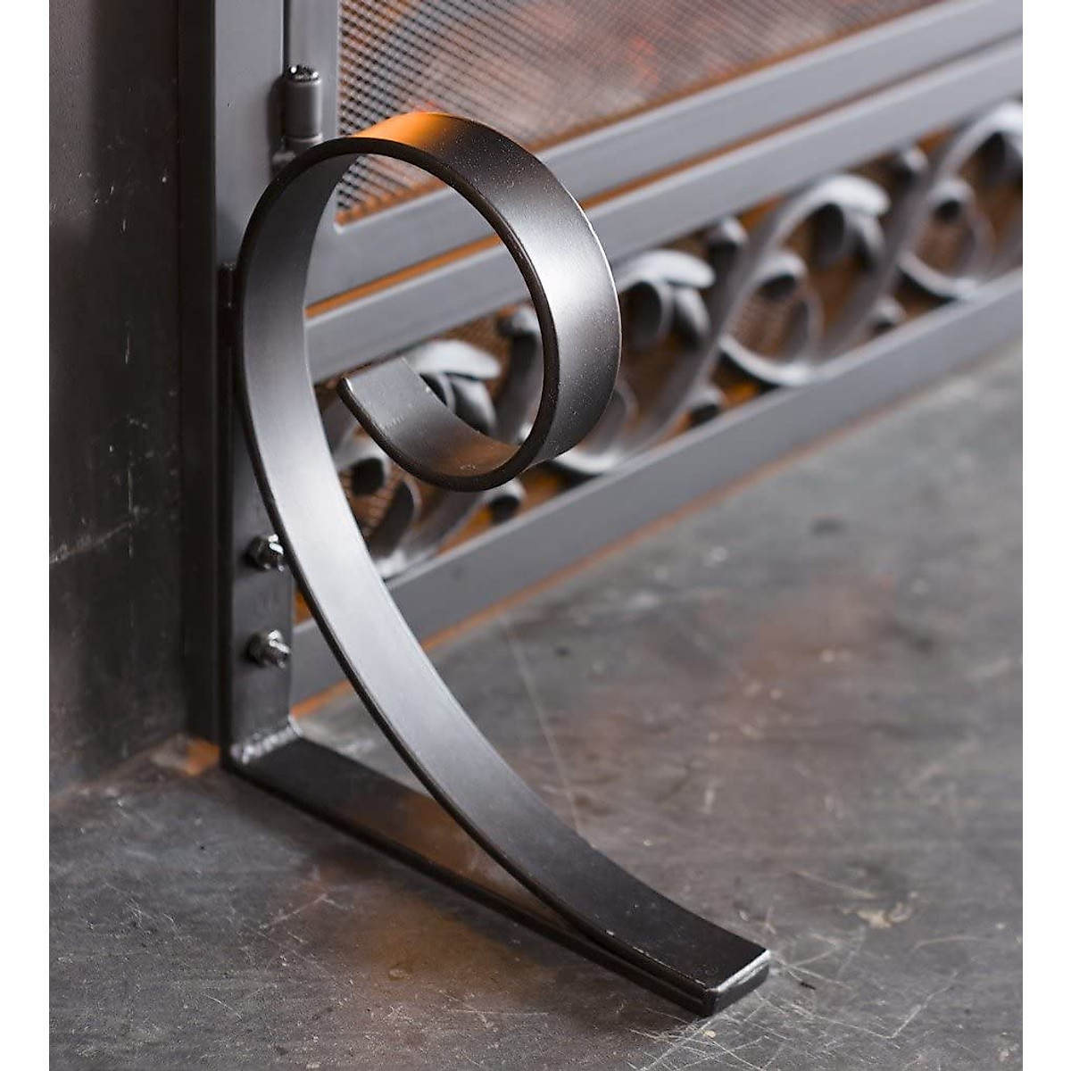 Plow & Hearth Metal Fireplace Screen Scrollwork Black | 44" W x 33" H | 2 Door | Spark Guard Grate | Fire Place Cover | Wood Burning Stove Accessories