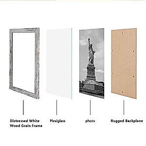 Q.Hou 16x20 Picture Frames Wood Patten Distressed White Puzzle Frame 2 Packs, Wall Hanging, Smooth Molding & Acrylic Cover, Great for Prints, Poster, Mural and Picture (QH-PF16X20-RW)