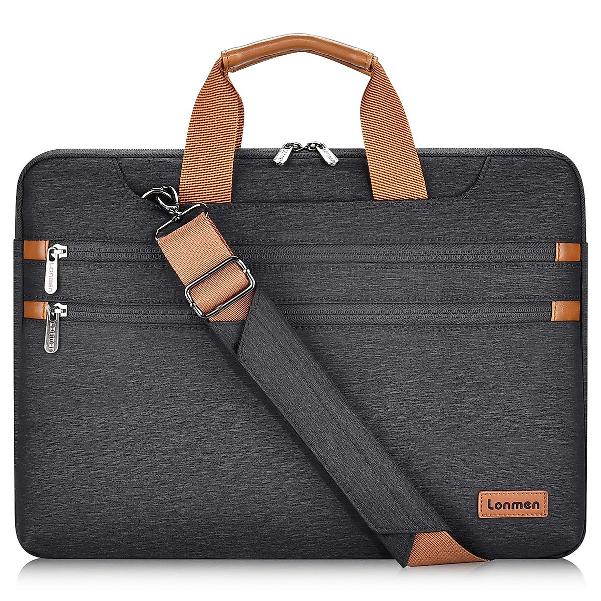 LONMEN 17.3 Inch Laptop Shoulder Bag,Computer Sleeve Carrying Case for 17.3" Lenovo IdeaPad 330 / Dell Inspiron 17 5000 / HP Pavilion/Acer/MSI/ASUS (Black)