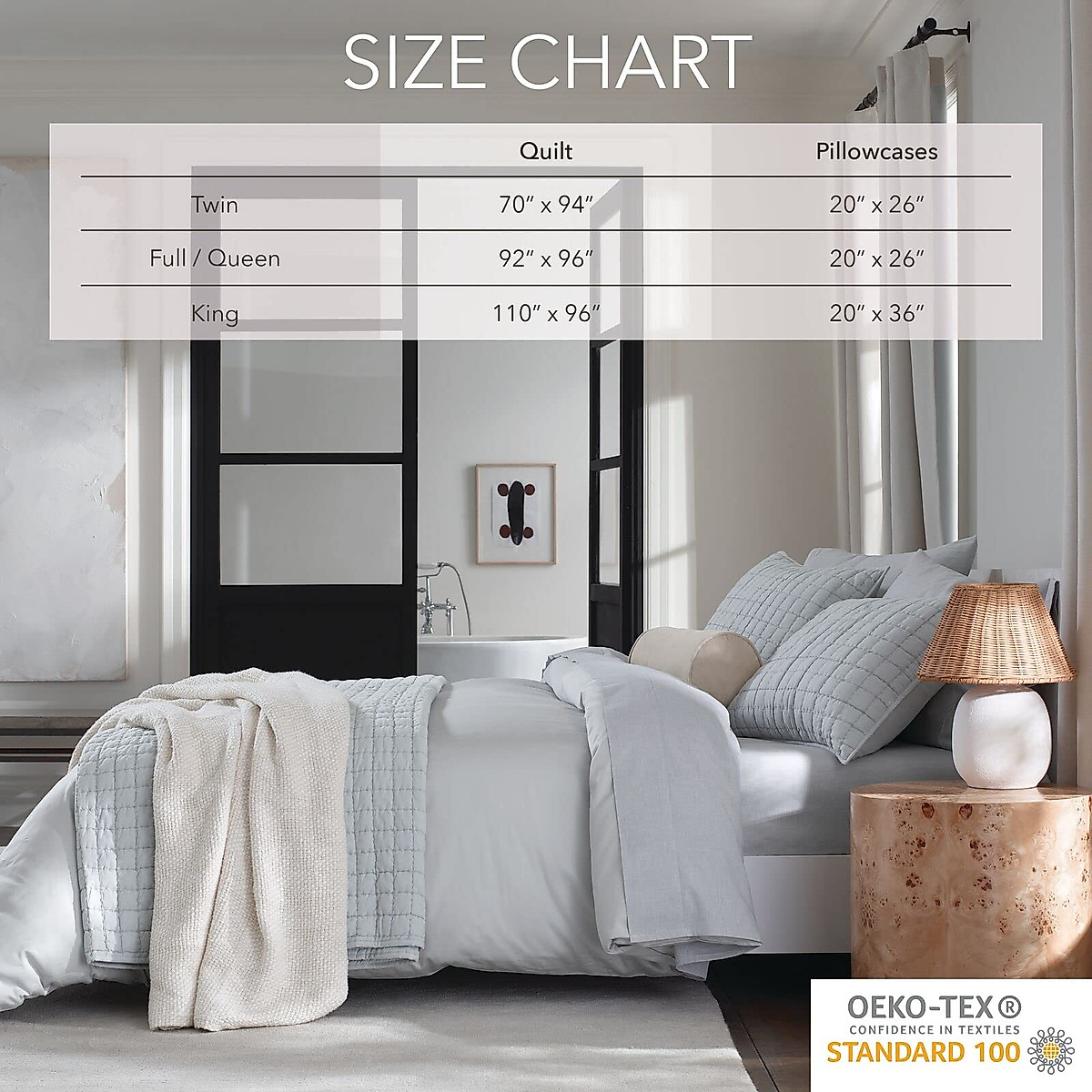 Nate Home by Nate Berkus Solid All-Season Cotton Textured Quilt Set | Breathable and Comfortable Bedding from mDesign - Full/Queen Size - 1 Quilt/2 Pillow Shams, Truffle (Brown)