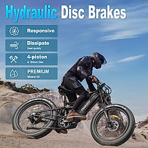 FREESKY 2000W Electric Bike with BAFANG Motor & 48V 30Ah Battery, 35MPH Max Speed, 120 Miles Range, Full Suspension Mountain Ebike, 26" Fat Tires, Smart Keys, Hydraulic Brakes, with Twist Throttle