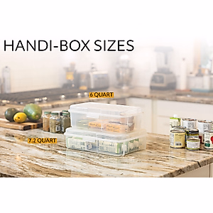Rubbermaid 7.2 Qt. Handi-Box, Stackable Plastic Storage Bin with Latching Lid, Pack of 6, Great for Shoe Storage, Classroom Organization, Cube Organizer and Kitchen Pantry Container, Clear