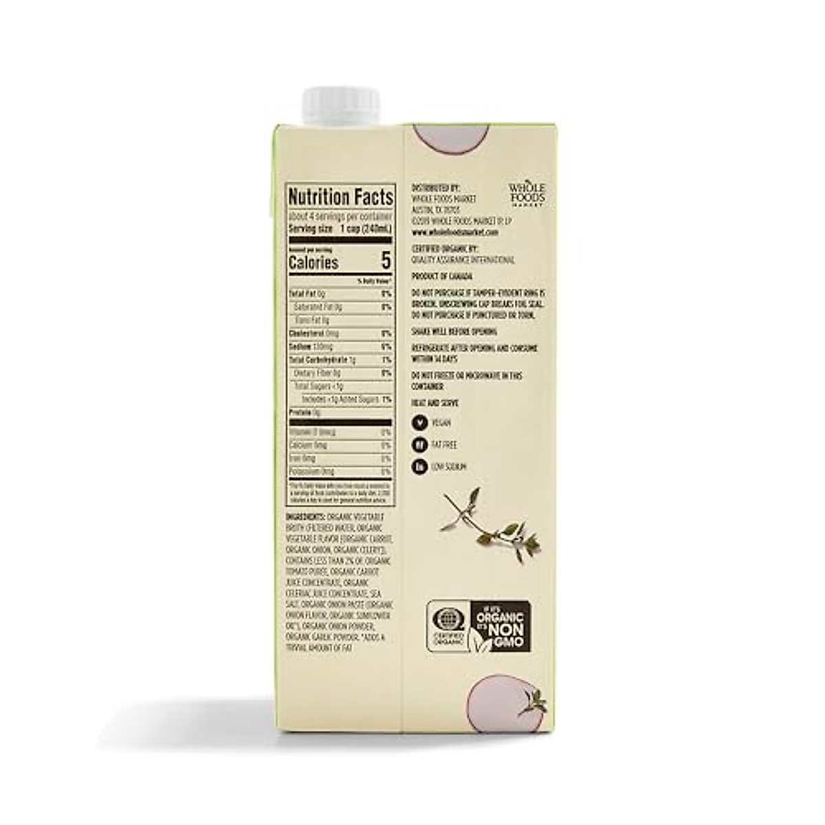 365 by Whole Foods Market, Organic Low Sodium Vegetable Broth, 32 Fl Oz