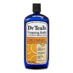 Dr. Teal's Pure Epsom Salt Foaming Bath Gift Set (2 Pack, 34 oz ea.) - Restore & Replenish Pink Himalayan and Glow & Radiance with Vitamin C & Citrus Essential Oils - Long Lasting Bubbles Nourish Skin