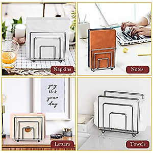 Housolution Napkin Holder, Simple Design Metal Napkin Holders Upright Decorative Napkins Holder for Home Kitchen Table, Silver
