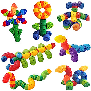 KUTOI Snap n Twist Building Toys - Wocky Blocks - 80 Piece STEM Snap Cubes for Preschool & Elementary School, Tactile Sensory Toys for Boys & Girls, Ages 3+
