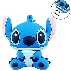 Novelty Stitch Blue Shape Design 64GB USB 2.0 Flash Drive Cute Memory Stick Stitch Keychains Thumb Drive Data Storage Pendrive Cartoon Jump Drive Gift…