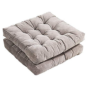 Tiita Outdoor Cushions Square Floor Pillow Thicken Tufted Seat Pad Large Floor Cushion for Yoga Meditation Living Room Balcony Office Patio, Set of 2, 22x22 Inch, Grey