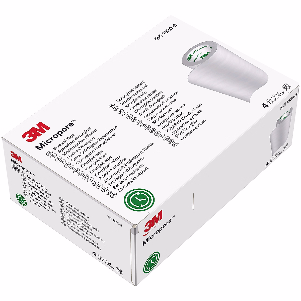 3M™ Micropore™ Surgical Tape 1530-3, 3 inch x 10 yard (7,5cm x 9,1m), 4 rolls/box