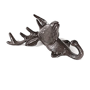 BRASSTAR Cast Iron Deer Head Single Wall Coat Hook Hanging for Coats, Bags, Hats, Towels, Keys, Rustic Retro Home Decorative Gift TQGJPT267
