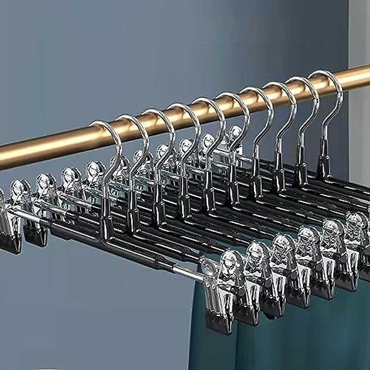 Pants Hangers with Clips 30 Pack, Clothes Hangers with Adjustable Clips, Space Saving Skirt Hangers for Women Metal Pants Hangers for Jeans Kids Clothes and More,12Inch (20)