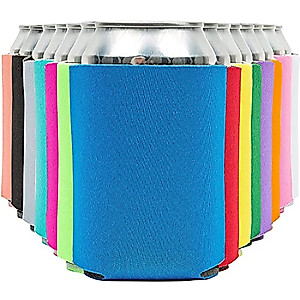 Blank Beer Can Coolers Sleeves (14-Pack) Soft Insulated Beer Can Cooler Sleeves - HTV Friendly Plain Can Sleeves for Soda, Beer & Water Bottles - Blanks for Vinyl Projects Wedding Favors & Gifts