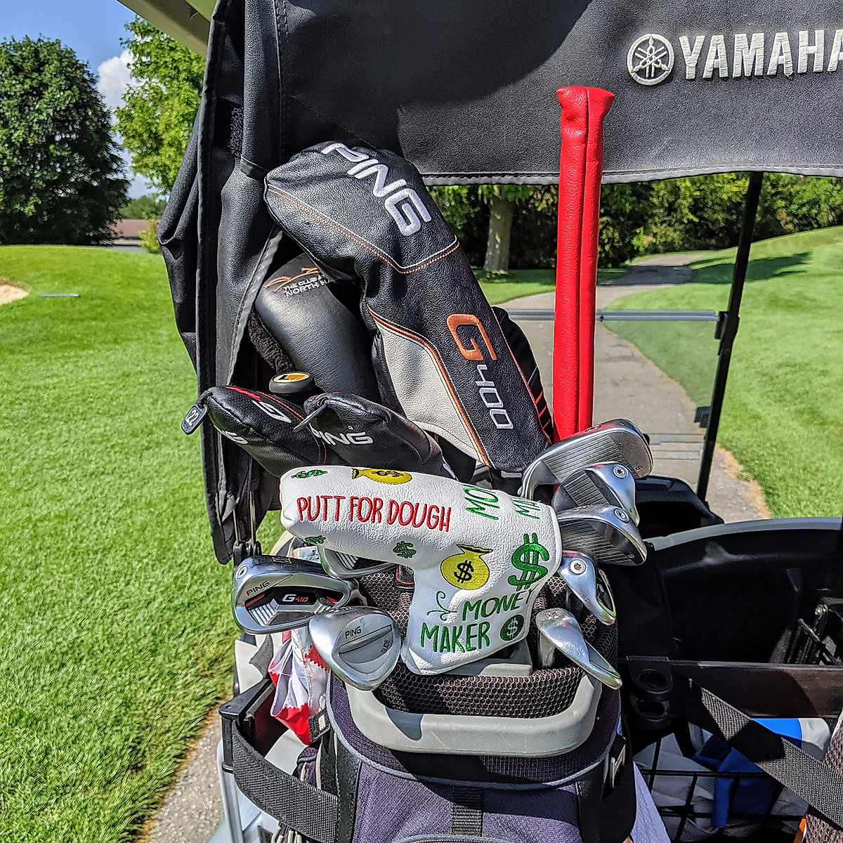 Foretra Putt for Dough - Money Maker White Golf Putter Headcover Quality PU Leather Magnetic Closure for Blade Style Putters