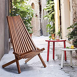 Daxue Folding Garden Chairs Solid Wood Outside Foldable Low Profile Acacia Wood Lounge Chair for Indoor Outdoor Handcrafted Patio Seating No Assembly Required Beach Yard Balcony Furniture
