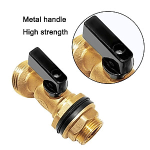 Joywayus Brass Water Container/Rain Barrel Spigot 3/4" GHT to 1/2" Male Threaded Quarter Turn Ball Valve with Bulkhead Fitting, Suitable for Garden Hose Thread Connection