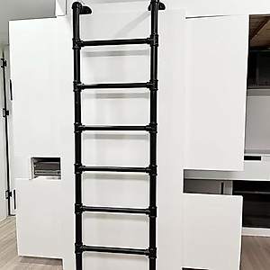 Metal Loft Bed Ladder Wall Mounted, Attic Stairs Basement Egress Ladders, Fire Escape Ladder for Emergency Home Safety, Space-Saving Climb Ladders, Loads 330lbs, 3.3ft-8ft(4.6FT/1.4M/55.2IN)