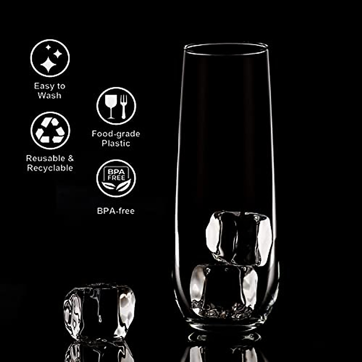 ROIMEE VONT 48 Pack Plastic Champagne Flutes Disposable 9 Oz Stemless Clear Plastic Champagne Glasses Plastic Mimosa Glasses with Gold Rim Unbreakable for Party Wedding Birthday (Heavy Duty)