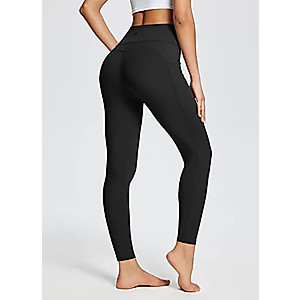 BALEAF 7/8 Workout Athletic Leggings for Women High Waist Soft Yoga Running Petite Ankle Pants with Deep Pockets Black M