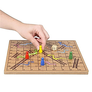 The Dreidel Company Classic Wooden Board Games, Great for Prizes, 10" (10" Wooden Snakes & Ladders)
