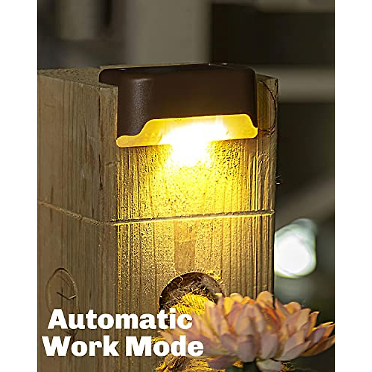 EDDORUNNING Solar Deck Lights Outdoor 8 Pack, Outdoor Lights for Patio Brown Solar Step Lights LED Waterproof Lighting for Outdoor Stair, Deck,Patio,Yard, Fence (Warm White)