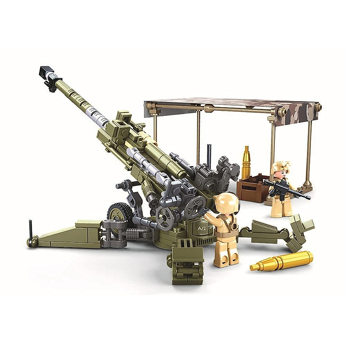 Octopbrik Flak Anti-Tank Gun, Military Brick Sets, Compatible with Major Brand, Army Series Building Block with 2 Soldiers Figures (258 Pieces)