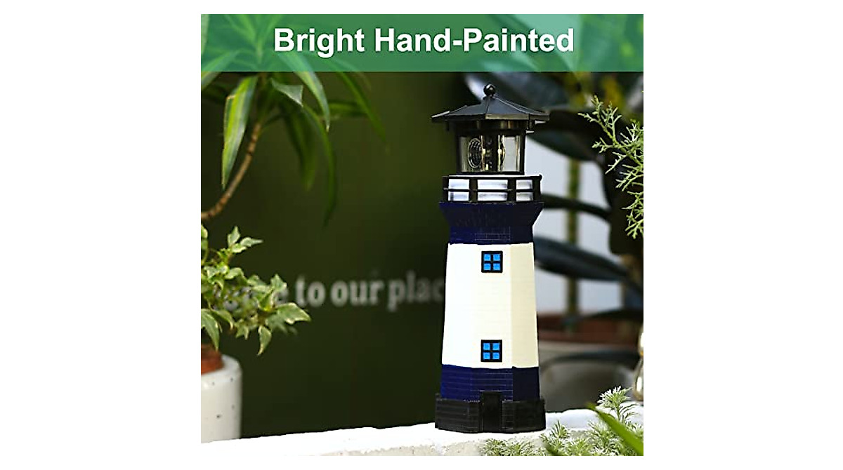 Solar Lighthouse with Rotating Beacon - Garden Decor & Gifts