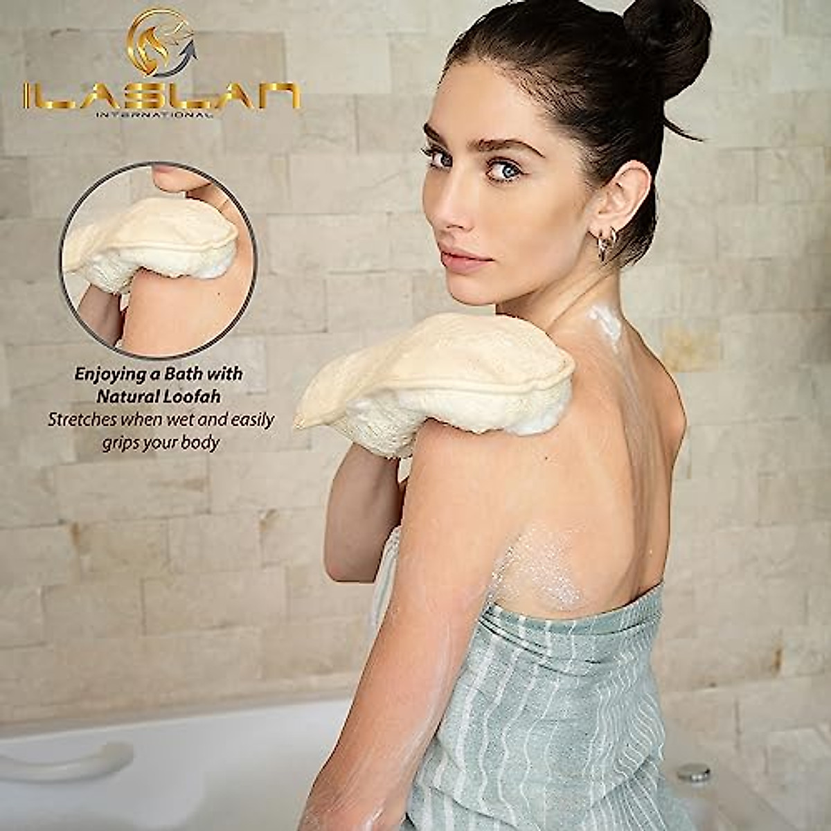 Loofah Exfoliating Body Scrubber, Face Exfoliator Pad, Loufa Glove, Dual Side, Luffa for Women and Men, Loofa, Bath Sponge, Shower Mitt, Feel The Naturalness (Pack of 1)