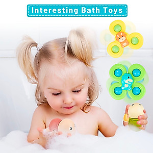 2PCS Suction Cup Spinner Toys with Swim Turtle Water Bath Toys for Toddlers 1-3 Year Old Boys Gifts, Bath Toys, Bathtub Toys for Baby Pool Toys, First Birthday Baby Gifts for 1 Year Old Girls Boys