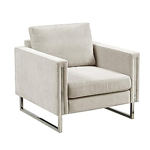 Dsnyu Arm Chair Modern, Unique Living Room Chair Accent Seating Solid Wood Ivory Comfy Home Furniture 31" Lx33 Wx30.50 H