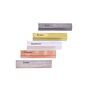 5Pcs Metal Block Set-Brass, Copper,Iron,Steel & Aluminum for Density Investigation,Specific Gravity,Collectible,Specific Heat Experiment