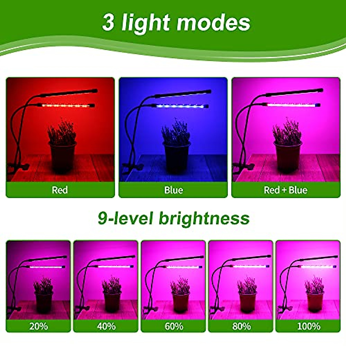 Hawanik LED Grow Lights for Indoor Plants 2-Pack