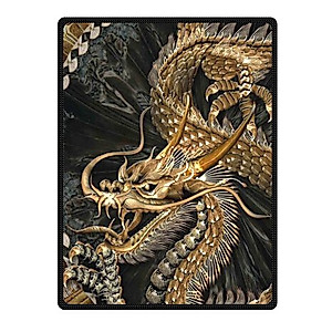 Personalized Chinese dragon Fleece Blanket 58" x 80" (Large)