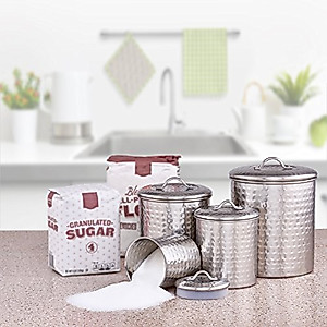 Old Dutch 4 Piece Hammered Brushed Nickel Canister Set
