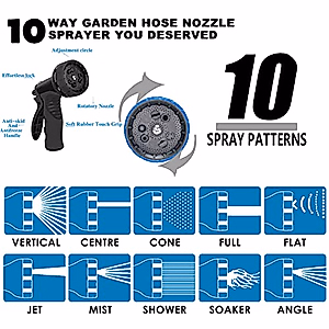 Expandable Garden Hose Water Hose 100ft Lightweight Retractable Long Hose,No Kink Flexible Hose With 10 Standard Function Nozzle,SUPER Latex Core Flex Hose Outdoor Watering Equipment Hose Black