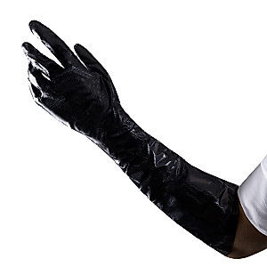 TRONEX 20" Elbow Length Long Polyethylene (PE) Disposable Gloves Black Extra Long Plastic Gloves for Cooking Food Safe (100, Unisize)
