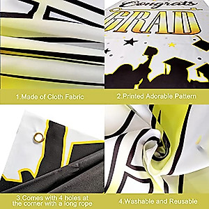 Congrats Grad Graduation Door Sign - 74x36 Inch | Congrats Grad Banner, Graduation Party Decorations 2023 | Graduation Door Banner 2023 | Graduation Decorations White and Gold | Graduation Door Cover