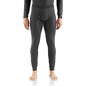 Carhartt mens Force Midweight Thermal Pant Base Layer Bottom, Black Heather, Medium US