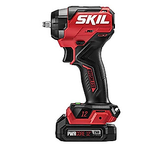 SKIL PWR CORE 12 Brushless 12V 3/8 In. Compact Impact Wrench Kit with 3-Speed & Halo Light Includes 2.0Ah Lithium Battery and PWR JUMP Charger - IW6744A-10