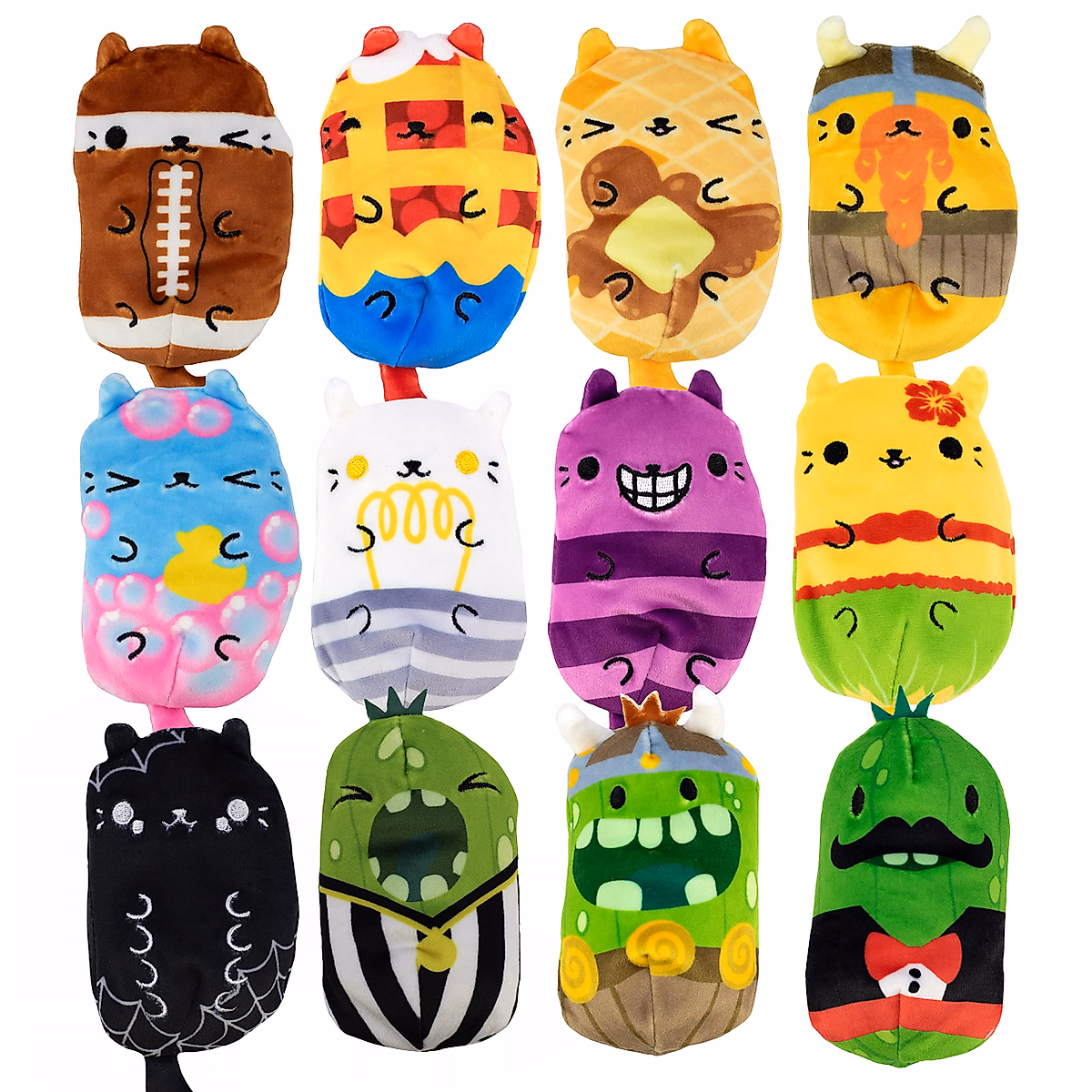 Cats vs Pickles - 12-Pack #9-4" Cute Cuddly Collectible Bean Plush Toy - Featuring Pickles: Foul Baldrick, Leaf Pickleson, and Fitzgherkin. Great for White Elephant, Gift Exchanges & $10 Gifts.