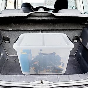 Julyeen 42 L Clear Latching Storage Bin with Lid, 4 Packs Large Plastic Storage Boxes on Wheels