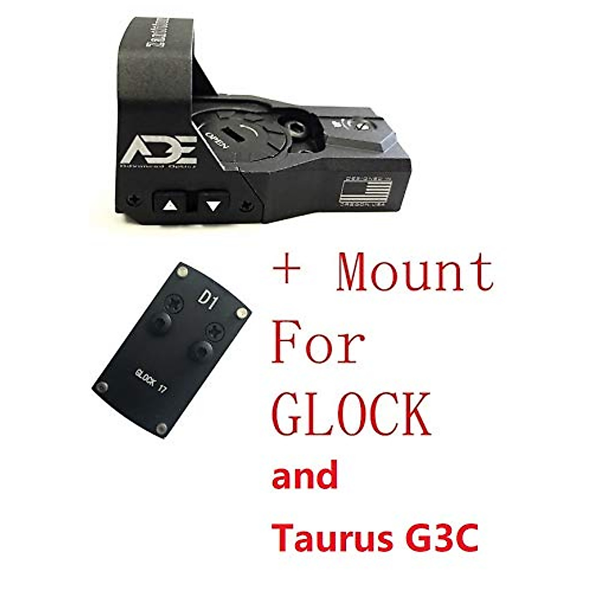 ADE Zantitium RD3-015 Red Dot Sight + Rear Sight Optic Mounting Plate/Adapter for All Glock (Non-MOS,Non-Aftermarket Slide) Standard, Canik TP9SF and Taurus GX4/G3C/G3 with Factory Steel Sight Pistol