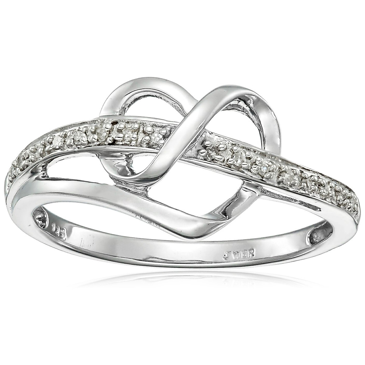 Amazon Essentials Sterling Silver Diamond Accent Heart Ring, Size 7, (previously Amazon Collection)